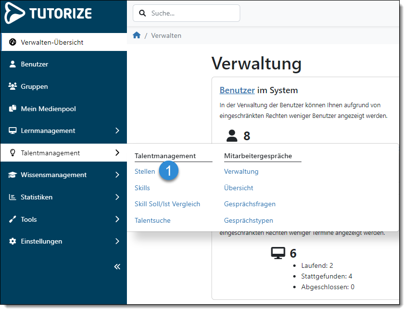 So legen Sie Stellen an und verwalten diese | TUTORize